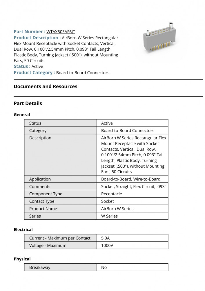WTAX50SAF6JT technical document page 1