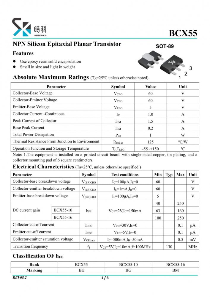 BCX55-16 datasheet page 1