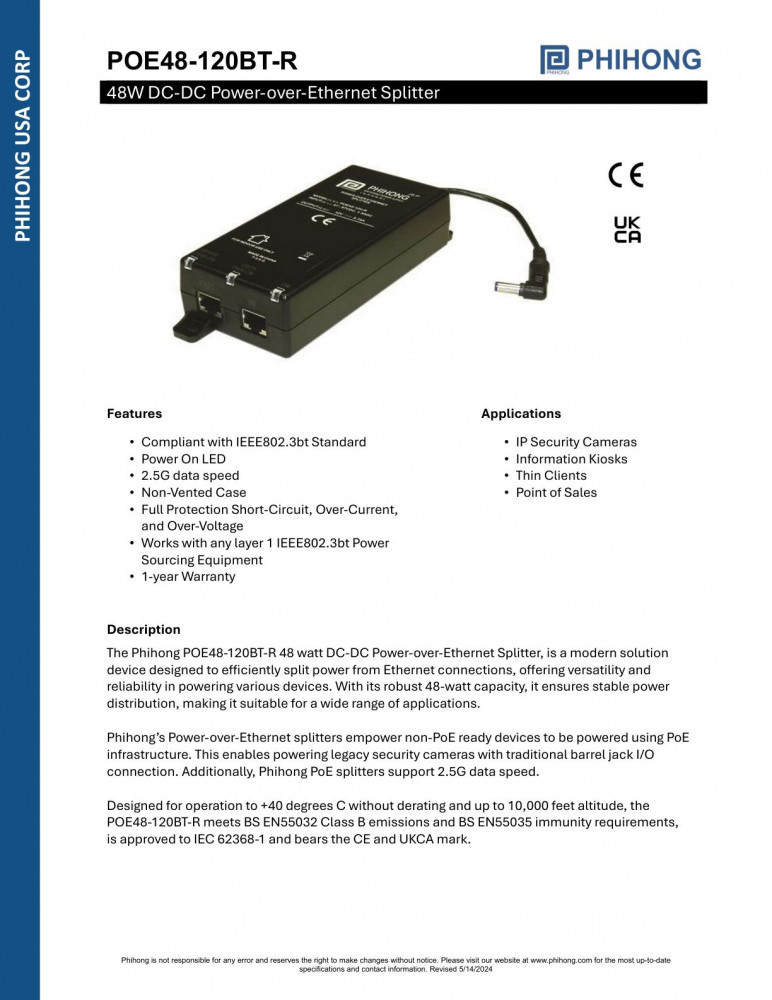 POE48-120BT-R technical document image, page 1