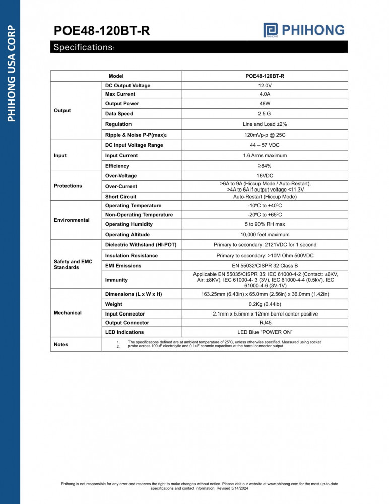 POE48-120BT-R technical document image, page 2