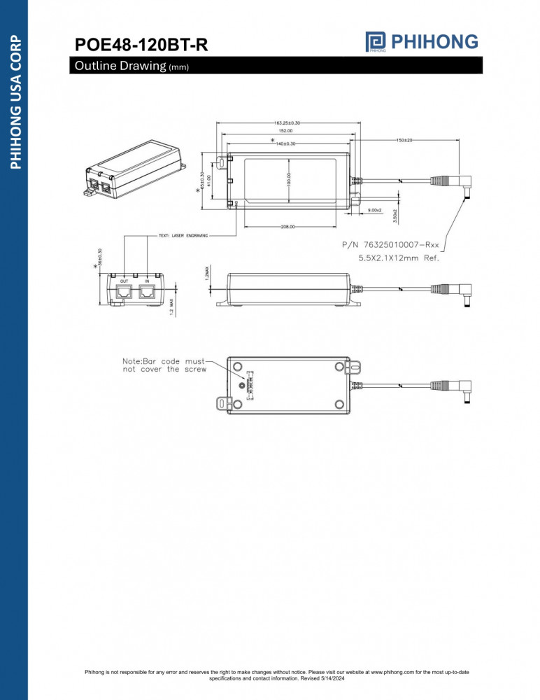 POE48-120BT-R technical document image, page 3
