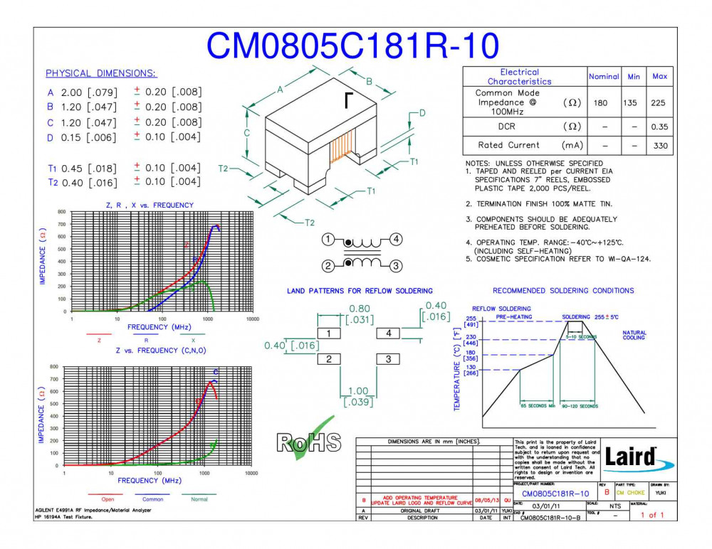 CM0805C181R-10 technical drawing preview