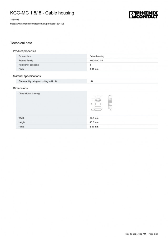Phoenix Contact 1834408 technical document page 2