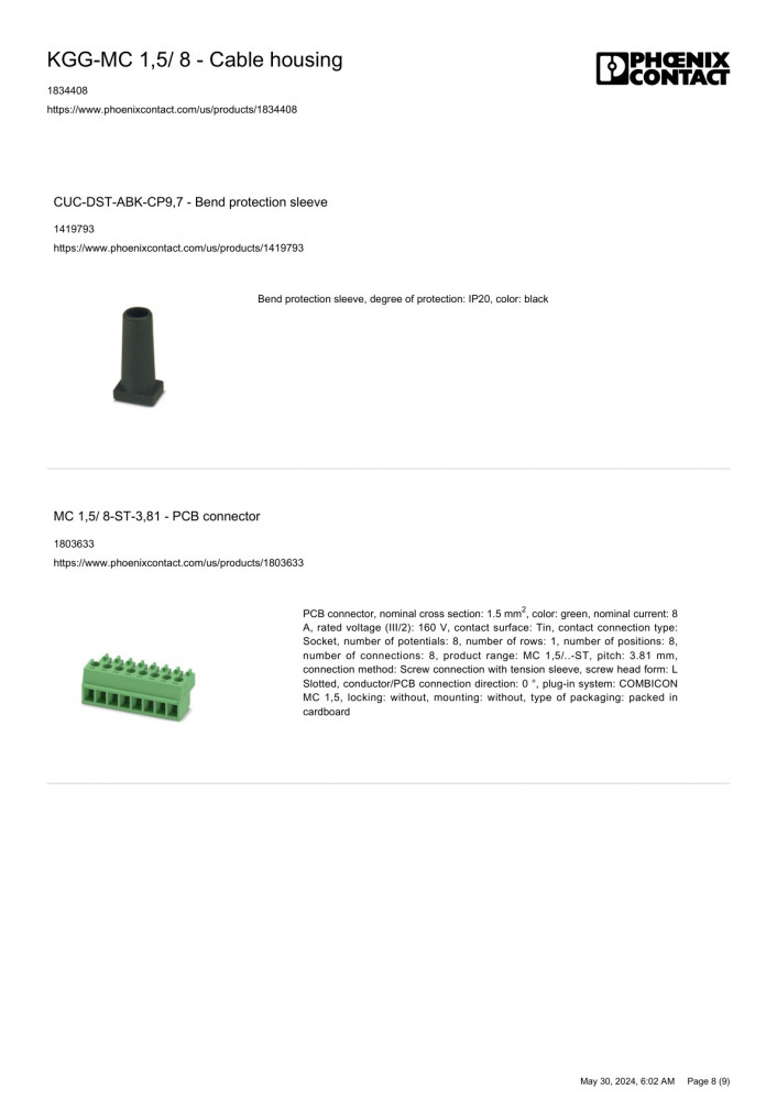 Phoenix Contact 1834408 technical document page 8