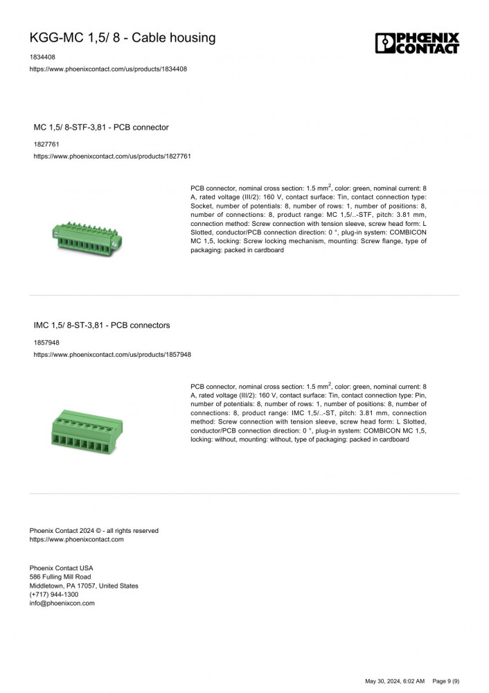 Phoenix Contact 1834408 technical document page 9