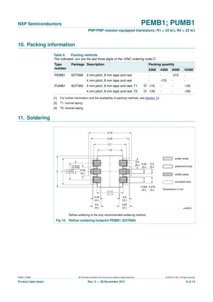 PUMB1 data sheet page 10