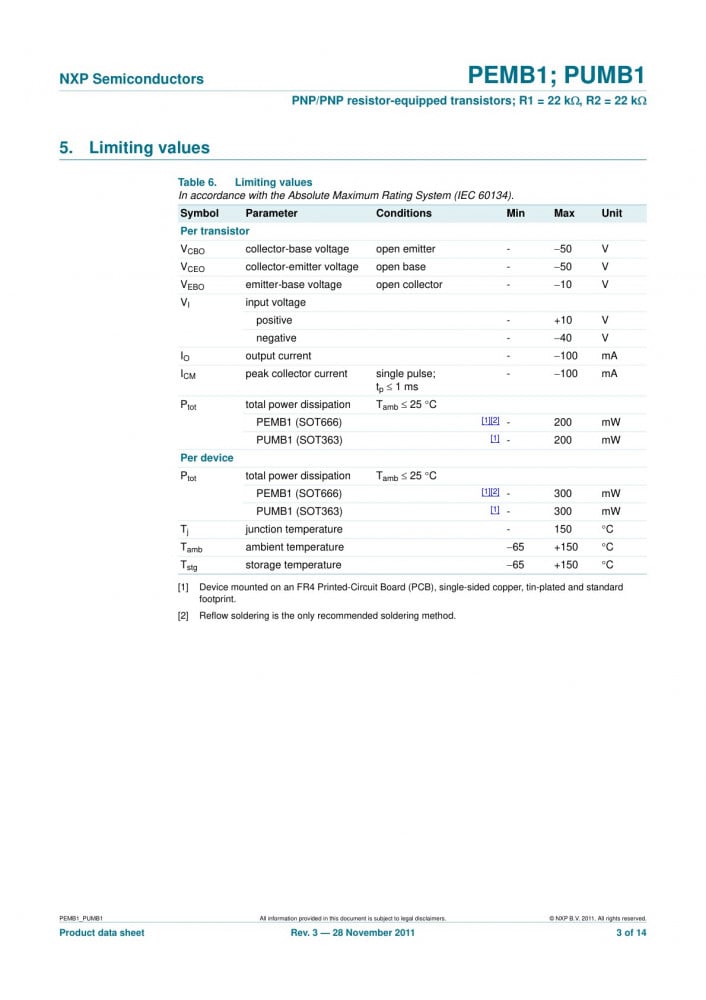PUMB1 data sheet page 4