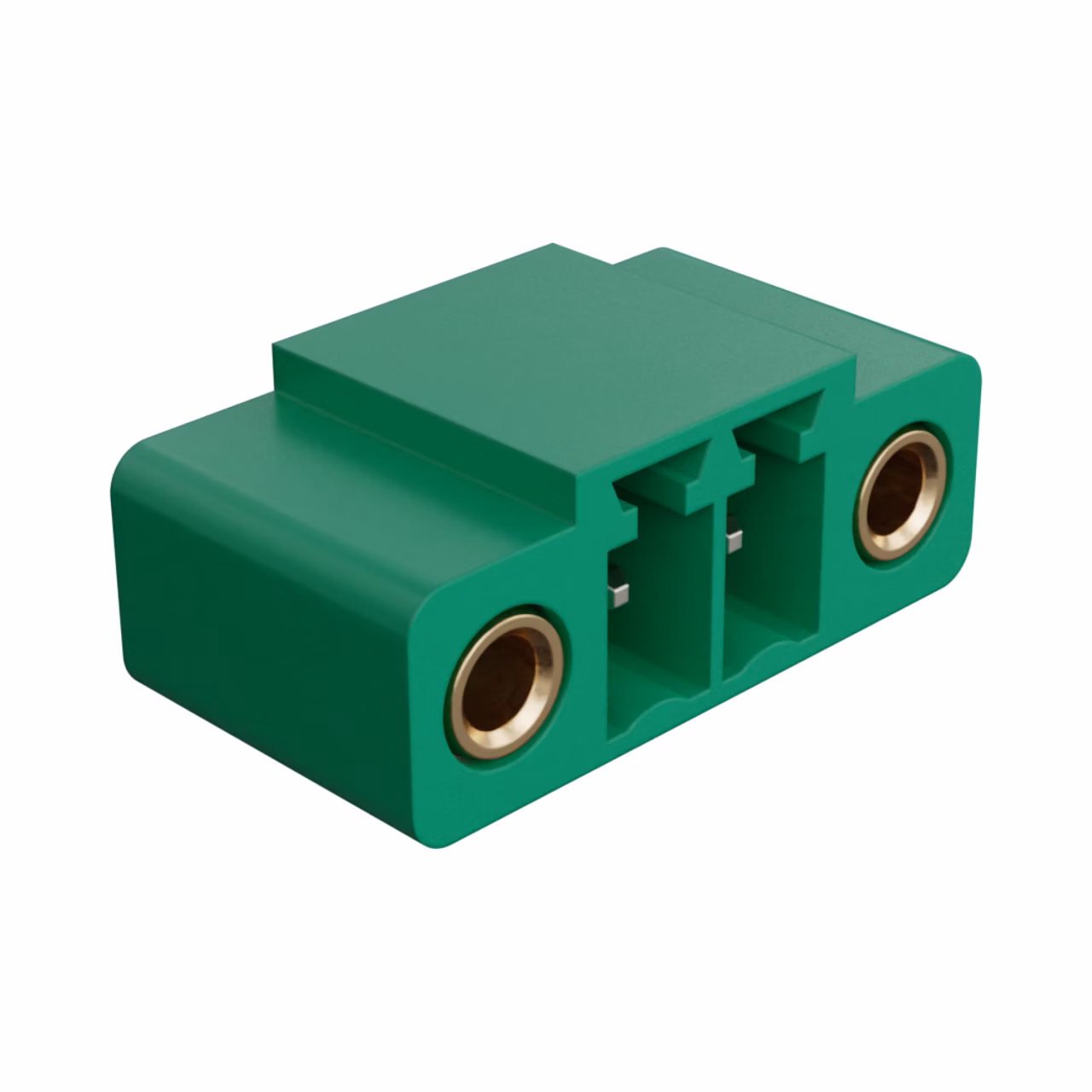 3.50mm Pitch Eurostyle Right-Angle PCB Header, with Threaded Retention Inserts, Green Housing, 2 Circuits for sale