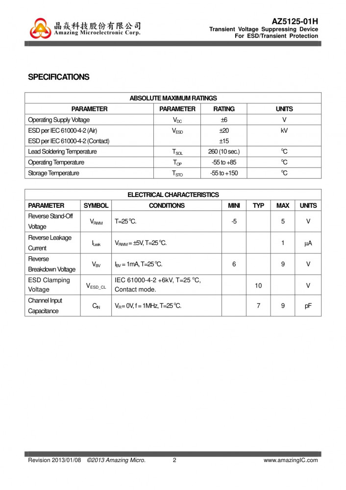 AZ5125-01H technical document page 2