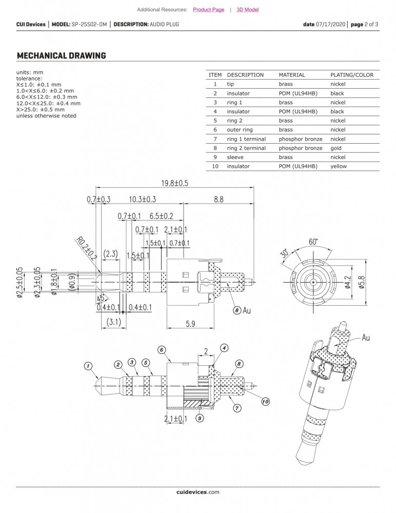SP-25502-OM technical document page 2