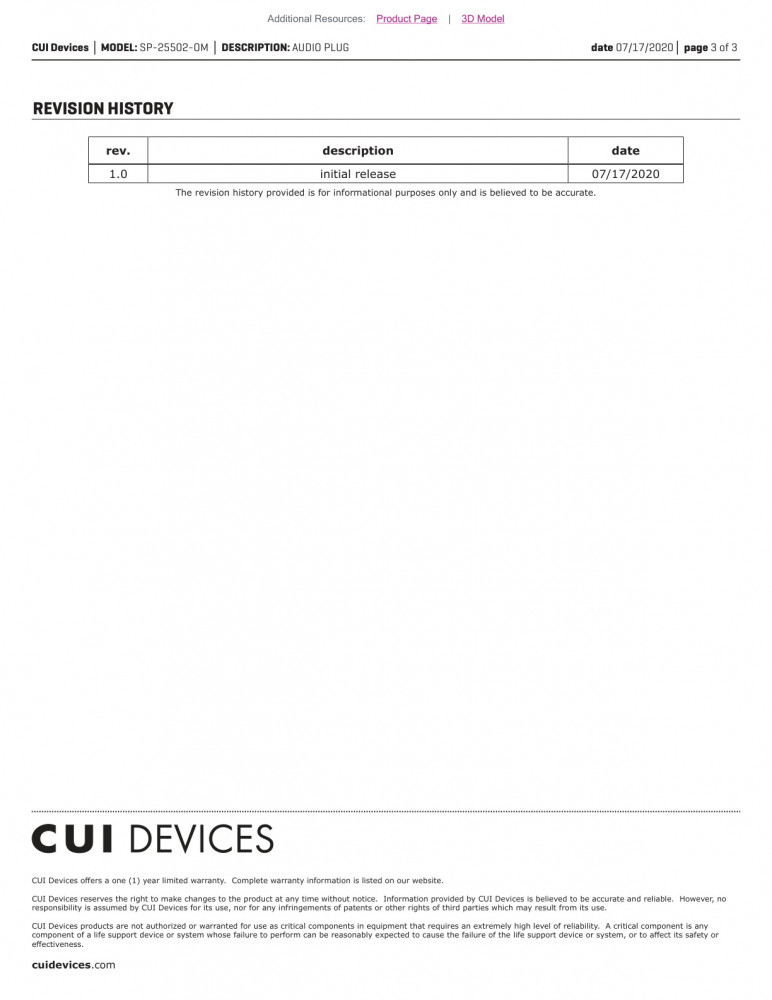 SP-25502-OM technical document page 3