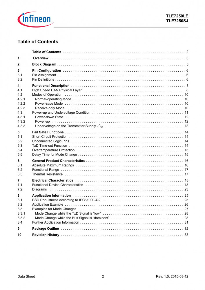 TLE7250SJ datasheet page 2
