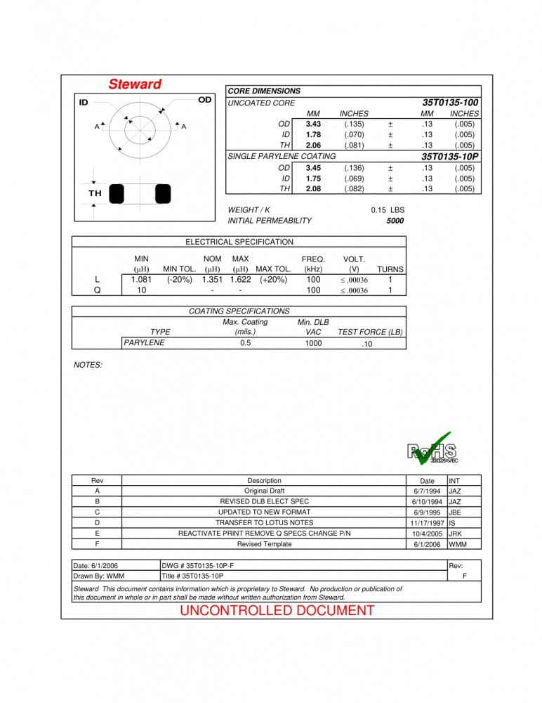 Laird 35T0135-10P technical drawing