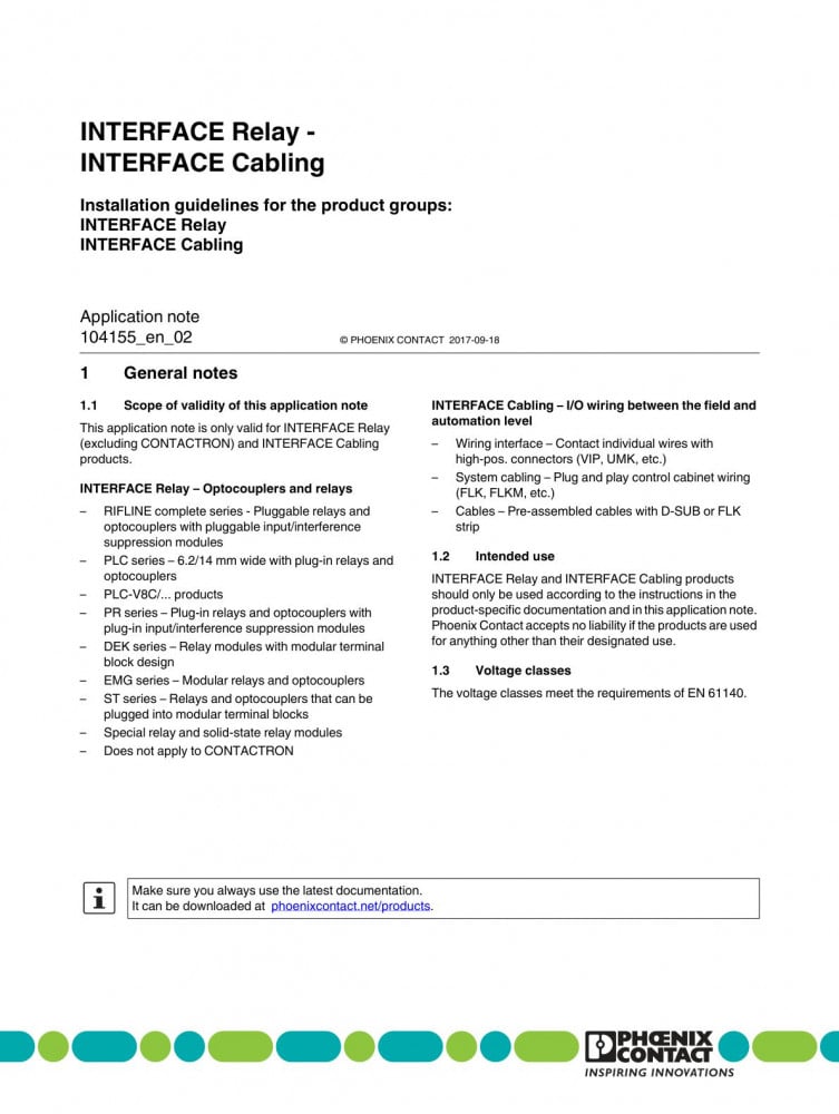 Phoenix Contact application documentation page 1
