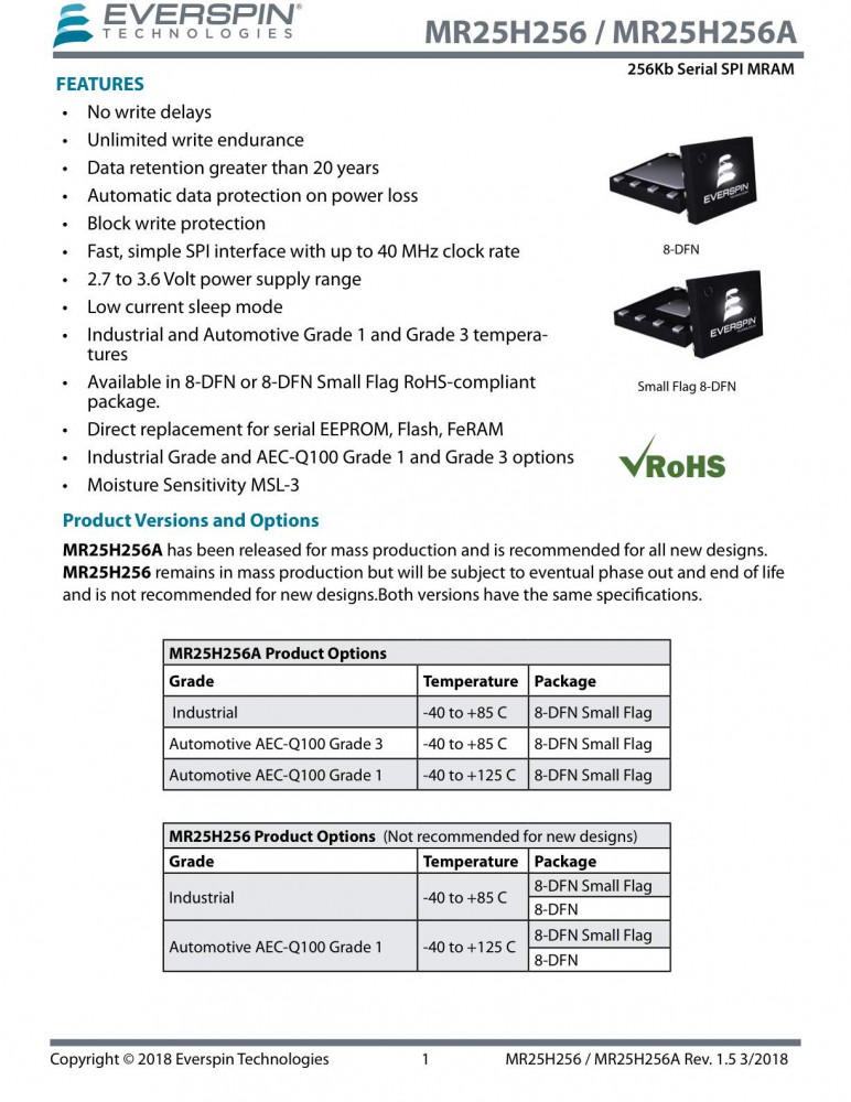 MR25H256ACDF datasheet page 1