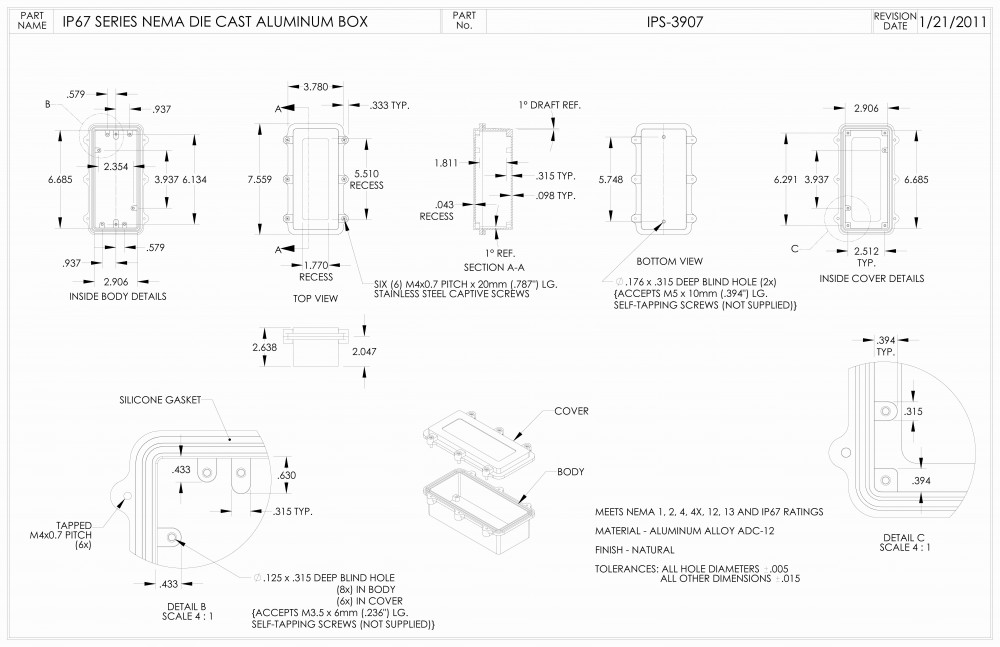 Bud Industries IPS-3907 product drawing