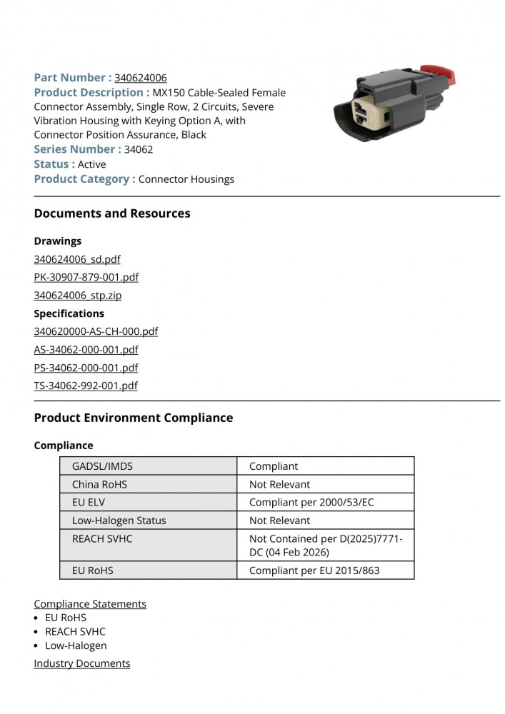 MOLEX 340624006 product document image 1