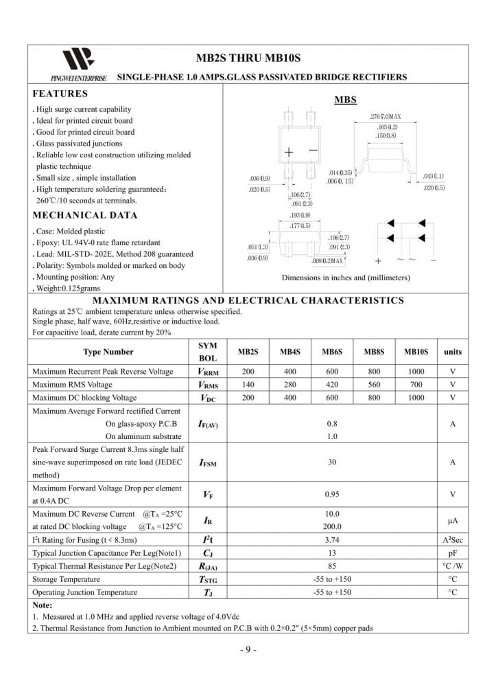 MB6S datasheet page 1