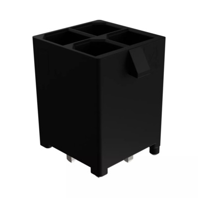 Mega-Fit Vertical Header, 5.70mm Pitch, Through Hole, Dual Row, 4 Circuits, Matte Tin (Sn) Plating, 3.73mm Tail Length, Glow-Wire Capable, Tape and Reel, Black