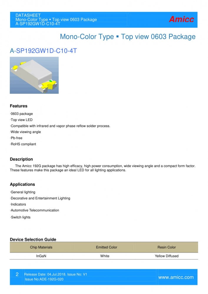A-SP192GW1D-C10-4T approval sheet page 2