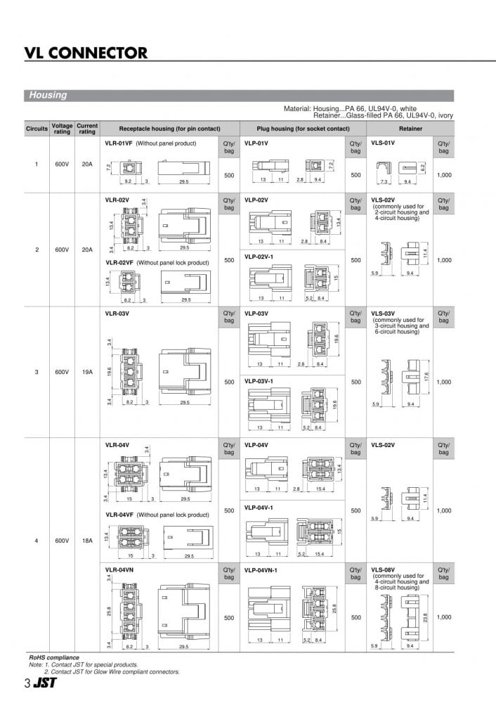 JST VL connector catalog page 3