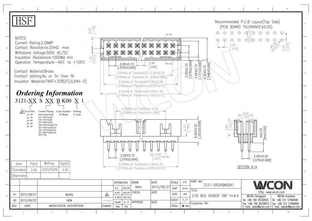 Wcon 3121 series technical drawing preview