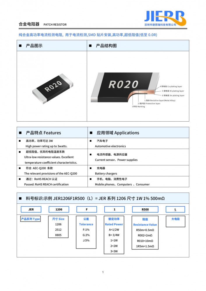 JIERR JER2512F3R003L datasheet page 1