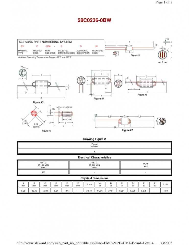 28C0236-0BW technical document page 1