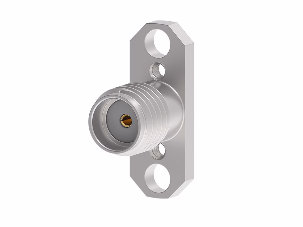 Precision Test Connector, 27 GHz SMA PCB Jack Receptacle, 2-Hole Flange Mount, Solderless Compression Contact, with 2 Screws 4.76mm, 0-80 Threads, 50 Ohms for sale