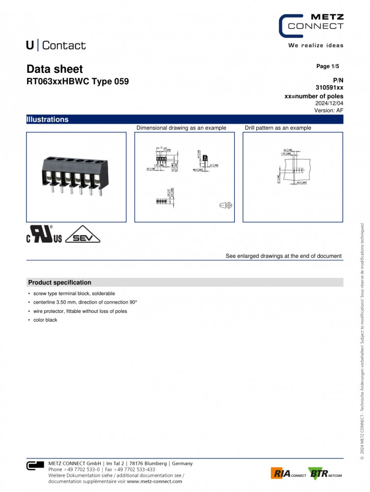 METZ CONNECT 31059103 datasheet page 1