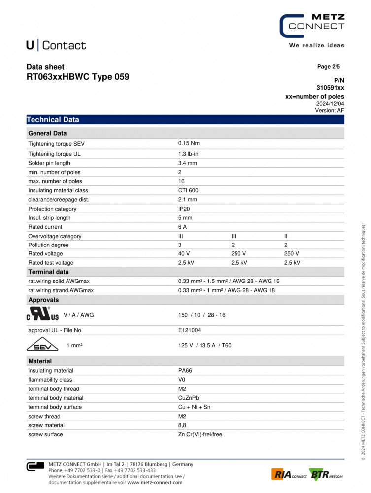 METZ CONNECT 31059103 datasheet page 2