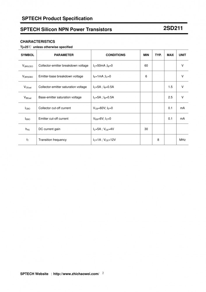 2SD211 technical document page 2