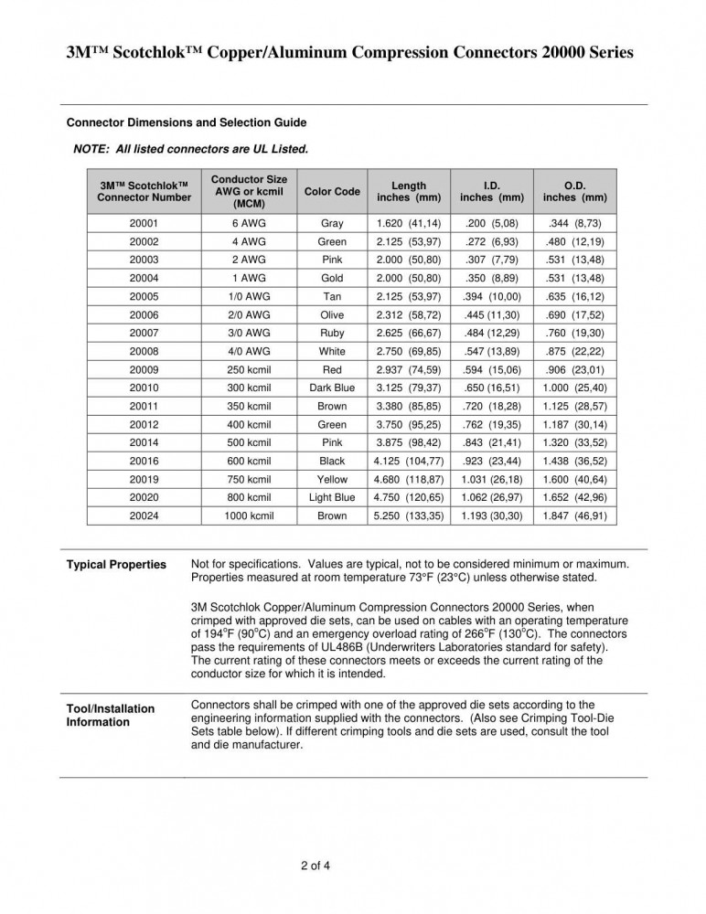 3M Scotchlok 20000 Series datasheet page 2