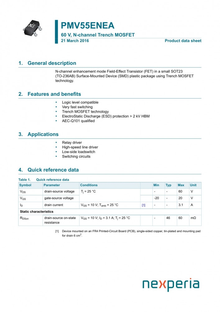 PMV55ENEAR datasheet page 1