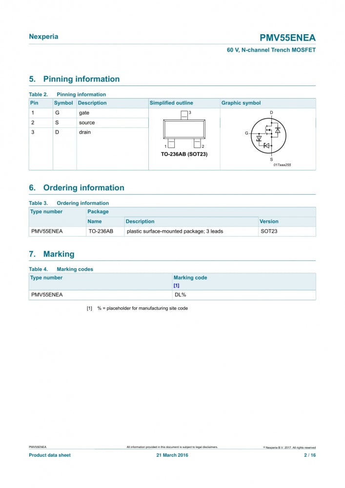 PMV55ENEAR datasheet page 2