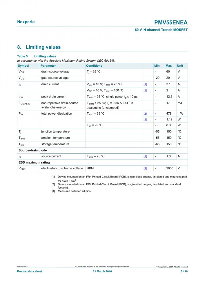 PMV55ENEAR datasheet page 3