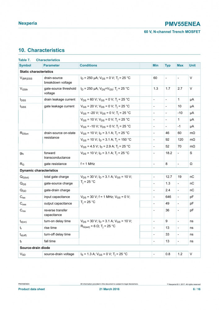 PMV55ENEAR datasheet page 6
