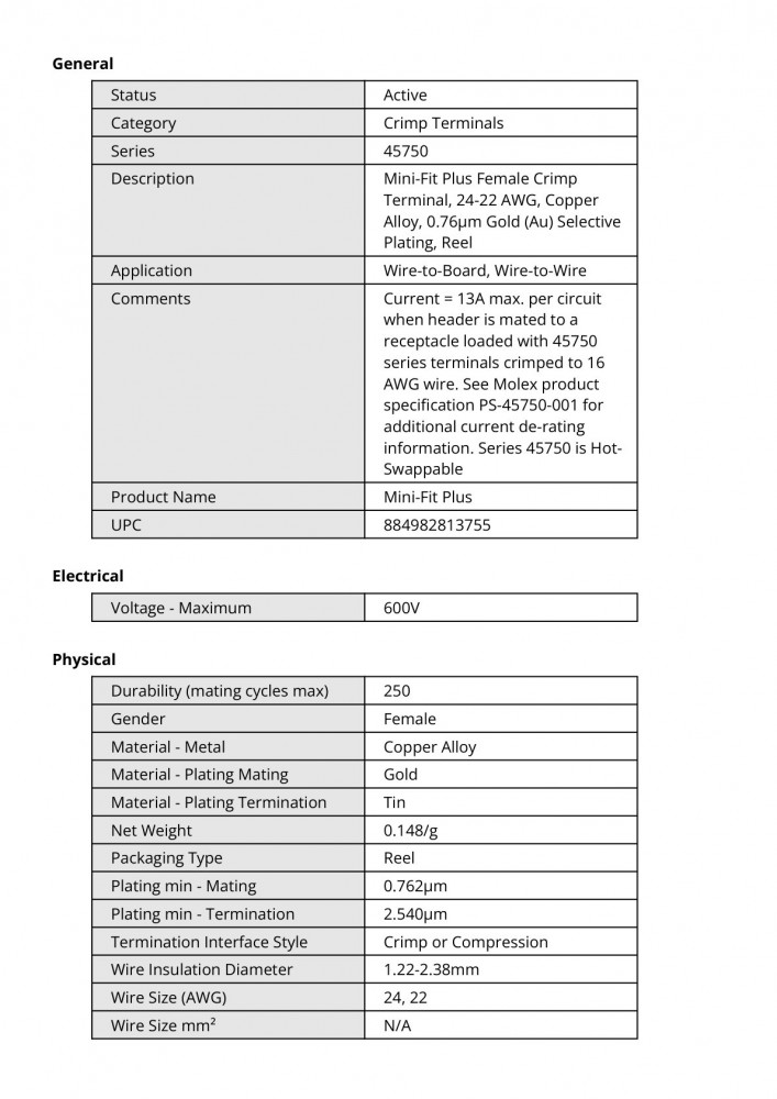 MOLEX 457502211 technical document page 2