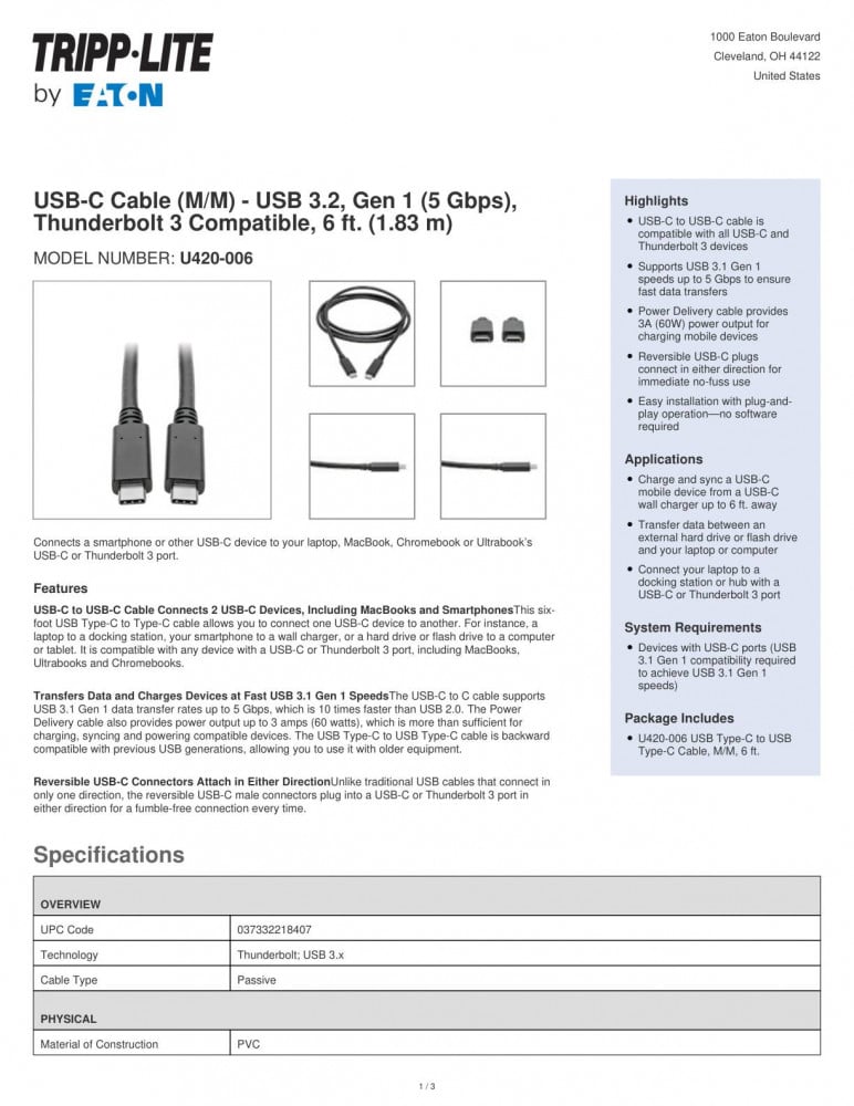 U420-006 technical document page 1