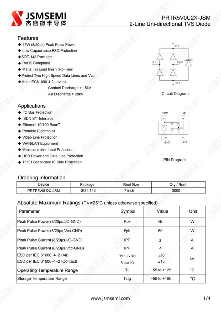 PRTR5V0U2X-JSM datasheet page 1