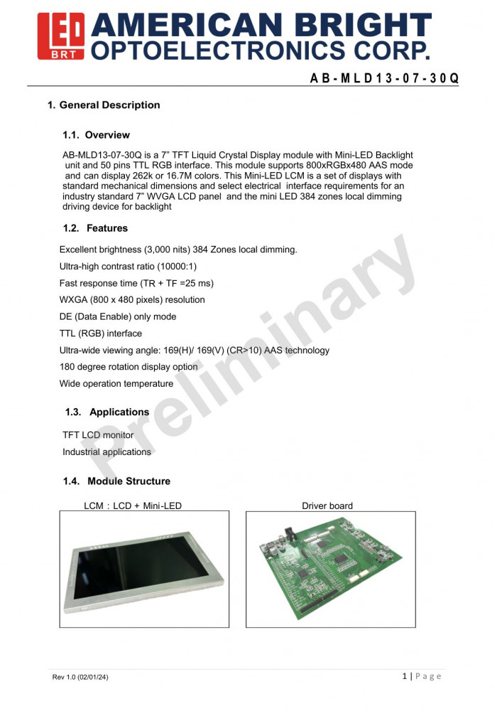 AB-MLD13-07-30Q datasheet page 1