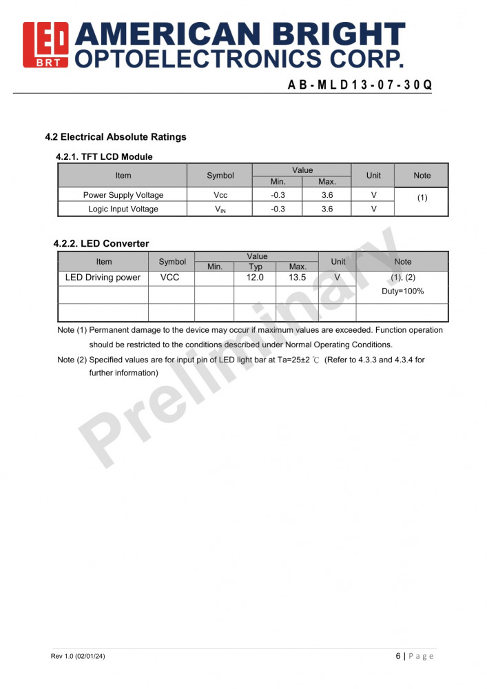 AB-MLD13-07-30Q datasheet page 6