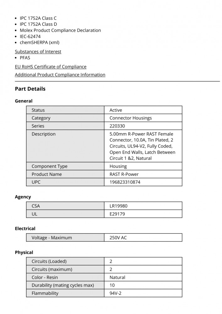 MOLEX 2203300002 technical document preview, page 2