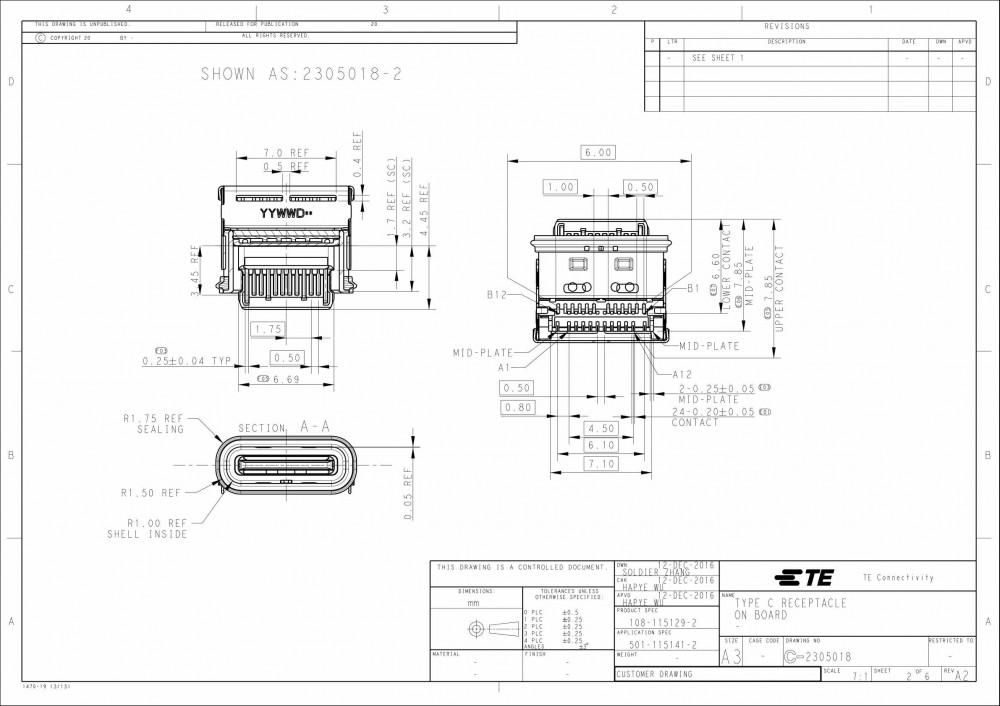 TE Connectivity 2305018-2 drawing page 2