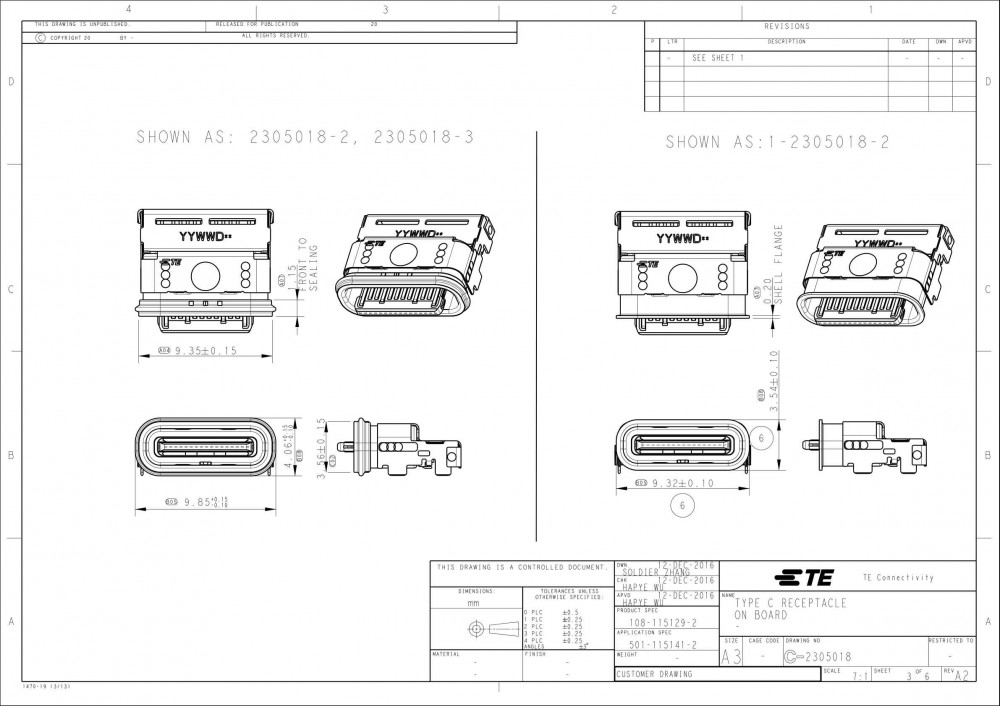 TE Connectivity 2305018-2 drawing page 3