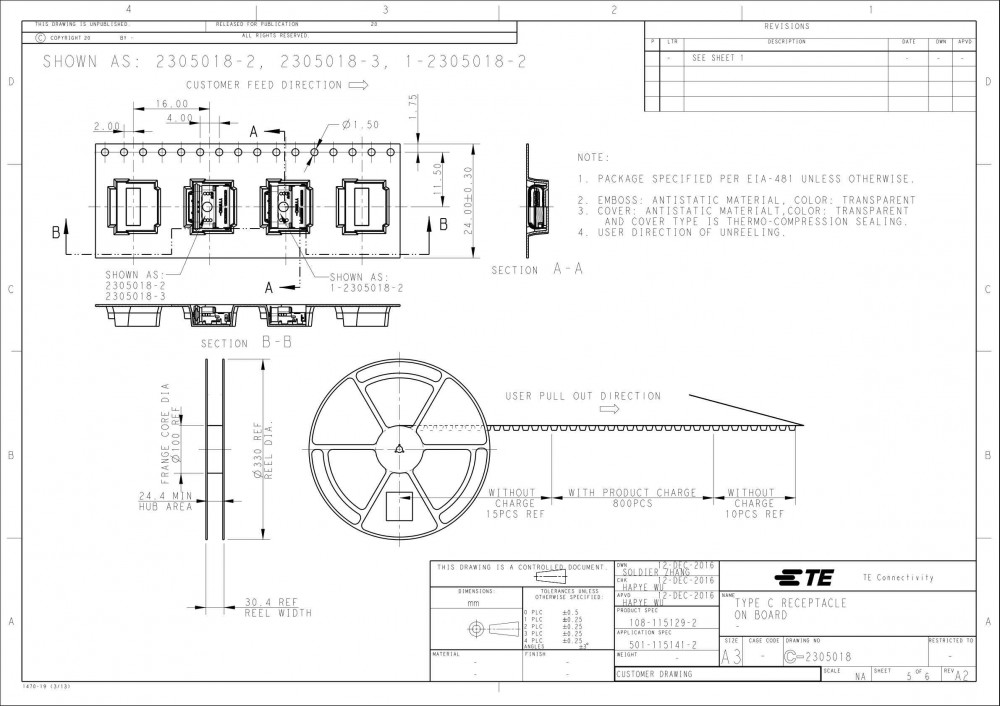 TE Connectivity 2305018-2 drawing page 5