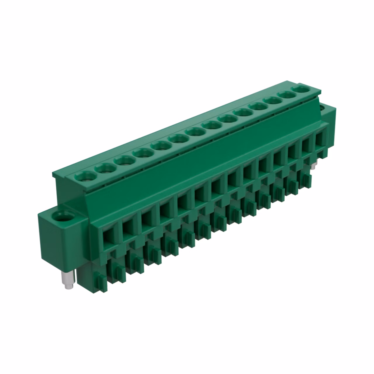 3.81mm Pitch Eurostyle Vertical Plug, with Retention Screws and Reverse Imprinting, Front Wire Entry, Green Housing, 14 Circuits for sale