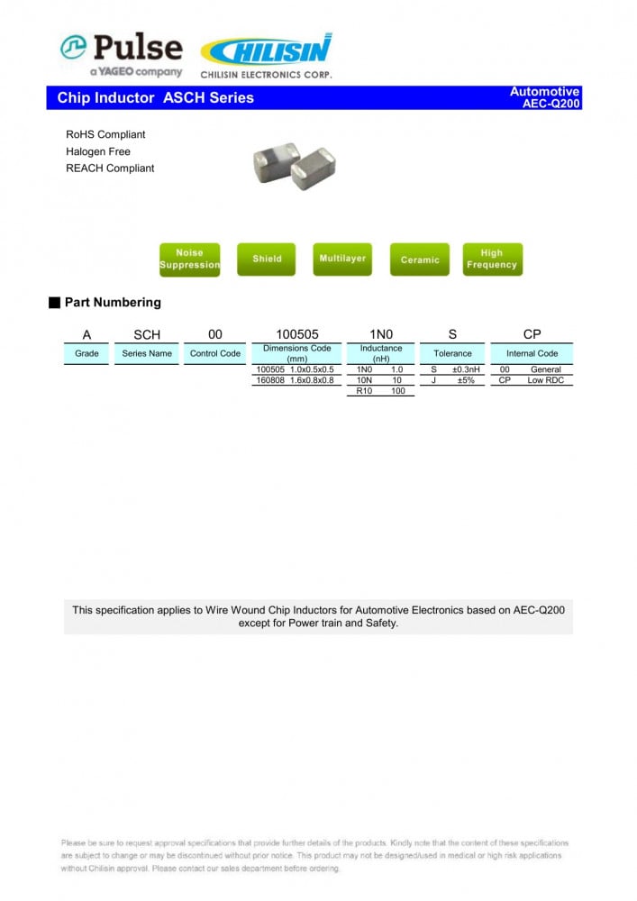 Chilisin datasheet page 1