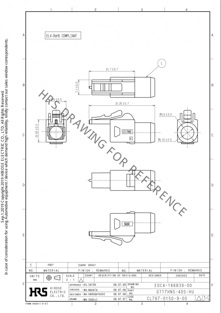 HRS GT17HNS-4DS-HU technical drawing preview