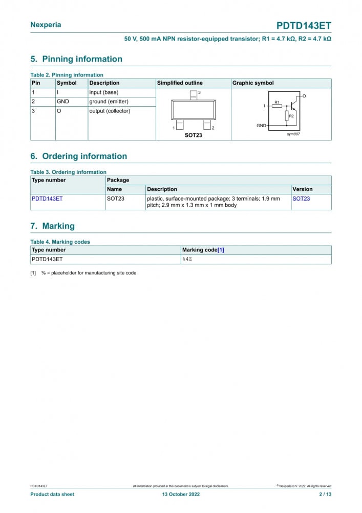 PDTD143ETR datasheet page 2